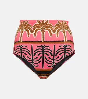 Johanna Ortiz Printed High-rise Bikini Bottoms - Pink