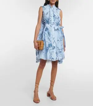 Erdem Printed Cotton Silk Voile Minidress