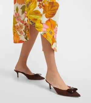 GIANVITO ROSSI Suede Mules - Brown