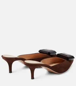 GIANVITO ROSSI Suede Mules - Brown