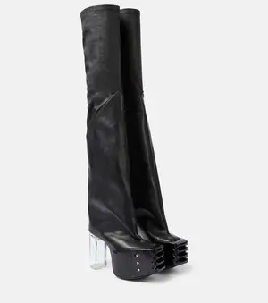 Rick Owens Platform Leather Over-the-knee Boots