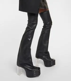 Rick Owens Platform Leather Over-the-knee Boots