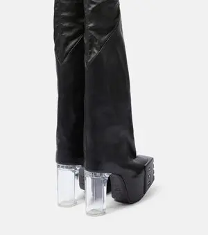 Rick Owens Platform Leather Over-the-knee Boots