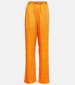MARINE SERRE Moon Diamant Satin Pajama Pants - Brown
