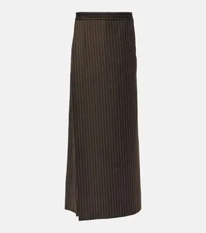 JEAN PAUL GAULTIER Tattoo Pinstripe Maxi Skirt - Brown