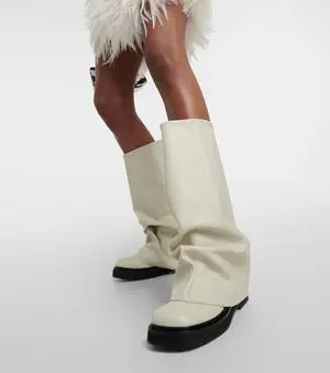 Attico Robin Leather Knee-high Combat Boots - White
