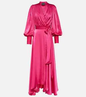 Costarellos Stila Satin Wrap Dress