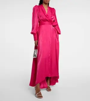 Costarellos Stila Satin Wrap Dress