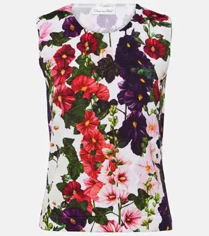 Oscar De La Renta Floral Cotton-blend Tank Top - Multicoloured