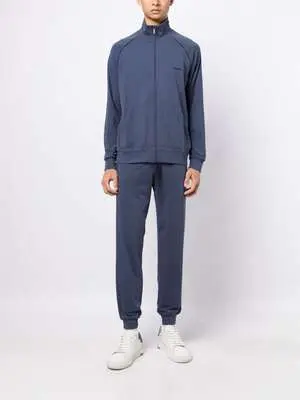 BOSS Drawstring-waist Cotton Track Pants - Blue