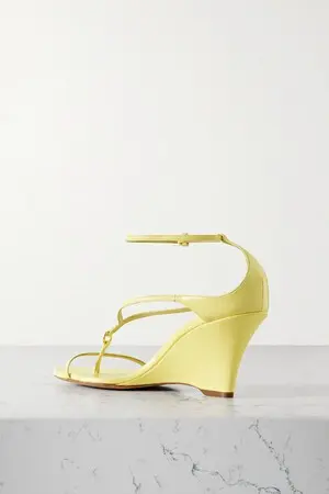 Khaite Marion Embellished Leather Wedge Sandals - Yellow