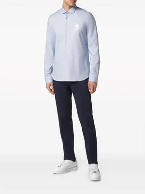 Philipp Plein Sugar Daddy Skull-embroidered Cotton Shirt
