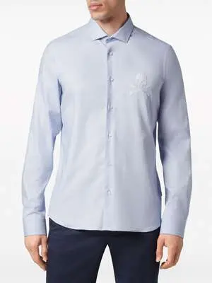 Philipp Plein Sugar Daddy Skull-embroidered Cotton Shirt
