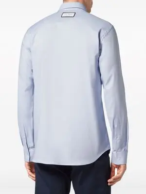 Philipp Plein Sugar Daddy Skull-embroidered Cotton Shirt