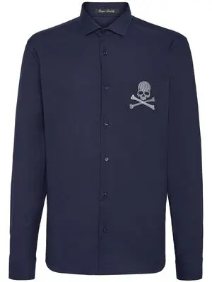 Philipp Plein Skull-embroidered Poplin Shirt