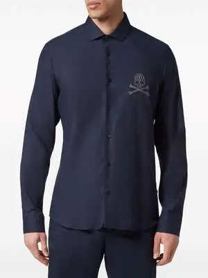 Philipp Plein Skull-embroidered Poplin Shirt