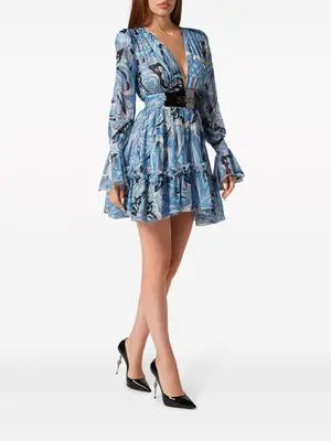 Philipp Plein Graphic-print Long-sleeved Minidress