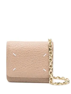MAISON MARGIELA Logo-embroidered Wallet-on-chain - Neutrals