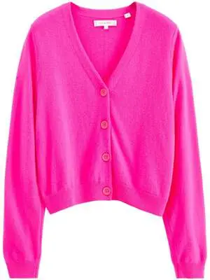 Chinti & Parker Cropped Wool Blend Cardigan - Pink
