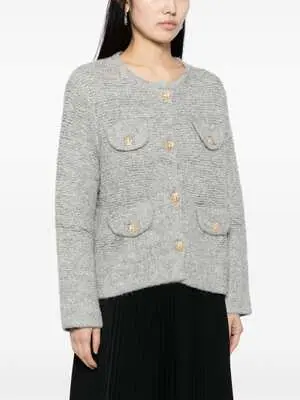 B+AB Flap-pocket Bouclé Wool-blend Cardigan