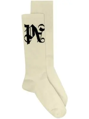 Palm Angels Monogram-intarsia Ribbed Socks