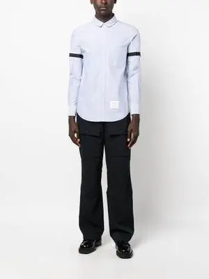 Thom Browne Grosgrain-armband Poplin Shirt - Blue