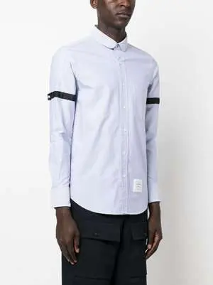 Thom Browne Grosgrain-armband Poplin Shirt - Blue