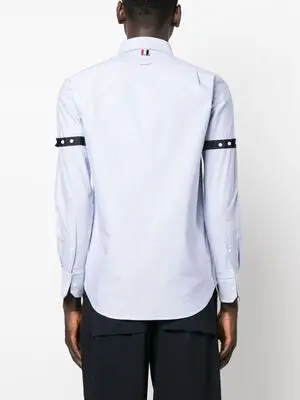 Thom Browne Grosgrain-armband Poplin Shirt - Blue