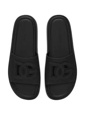 Dolce & Gabbana Rubber Dg Logo Slides - Black
