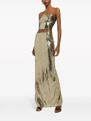 Dolce & Gabbana Sequin-embellished Strapless Top - Gold