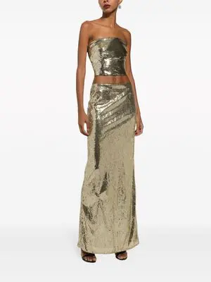 Dolce & Gabbana Sequin-embellished Strapless Top - Gold