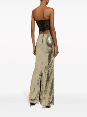 Dolce & Gabbana Sequin-embellished Strapless Top - Gold