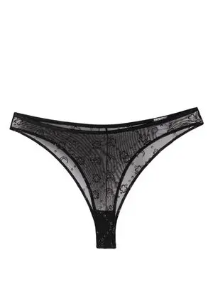 MARINE SERRE Moonagram Glittered Mesh Briefs - Black