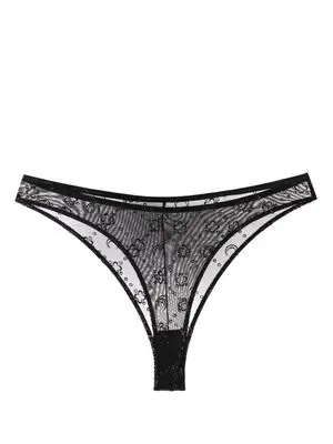 MARINE SERRE Moonagram Glittered Mesh Briefs - Black