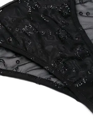 MARINE SERRE Moonagram Glittered Mesh Briefs - Black