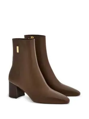 FERRAGAMO Logo-plaque Leather Ankle Boots