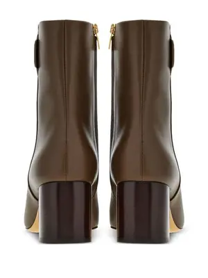 FERRAGAMO Logo-plaque Leather Ankle Boots