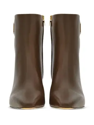 FERRAGAMO Logo-plaque Leather Ankle Boots