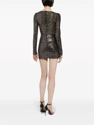 Dolce & Gabbana Long-sleeved Sequined Corset Dress