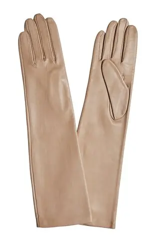 Paula Rowan Montserrat Leather Opera Gloves 8 - Taupe