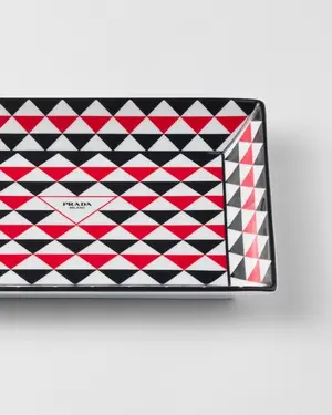 Prada Large Rectangular Porcelain Tray Triangles