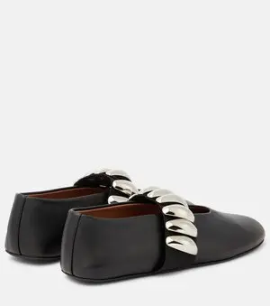 Alaïa Embellished Leather Ballet Flats