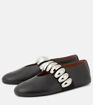 Alaïa Embellished Leather Ballet Flats