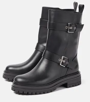 GIANVITO ROSSI Thiago Leather Ankle Boots - Black