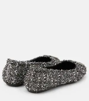Tory Burch Minnie Travel Embellished Ballet Flats - Silver