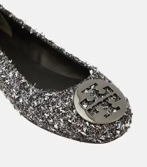 Tory Burch Minnie Travel Embellished Ballet Flats - Silver
