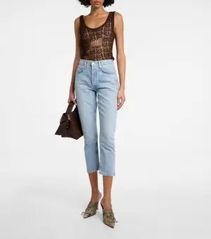 AGOLDE Riley High-rise Cropped Straight Jeans - Blue