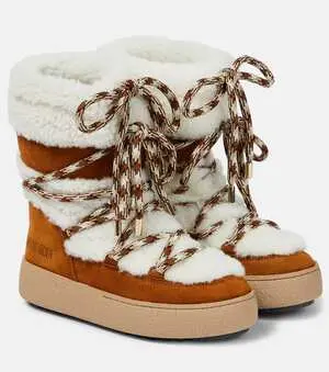 Moon Boot Ltrack Shearling And Suede Ankle Boots