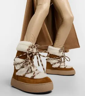 Moon Boot Ltrack Shearling And Suede Ankle Boots