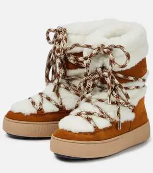 Moon Boot Ltrack Shearling And Suede Ankle Boots